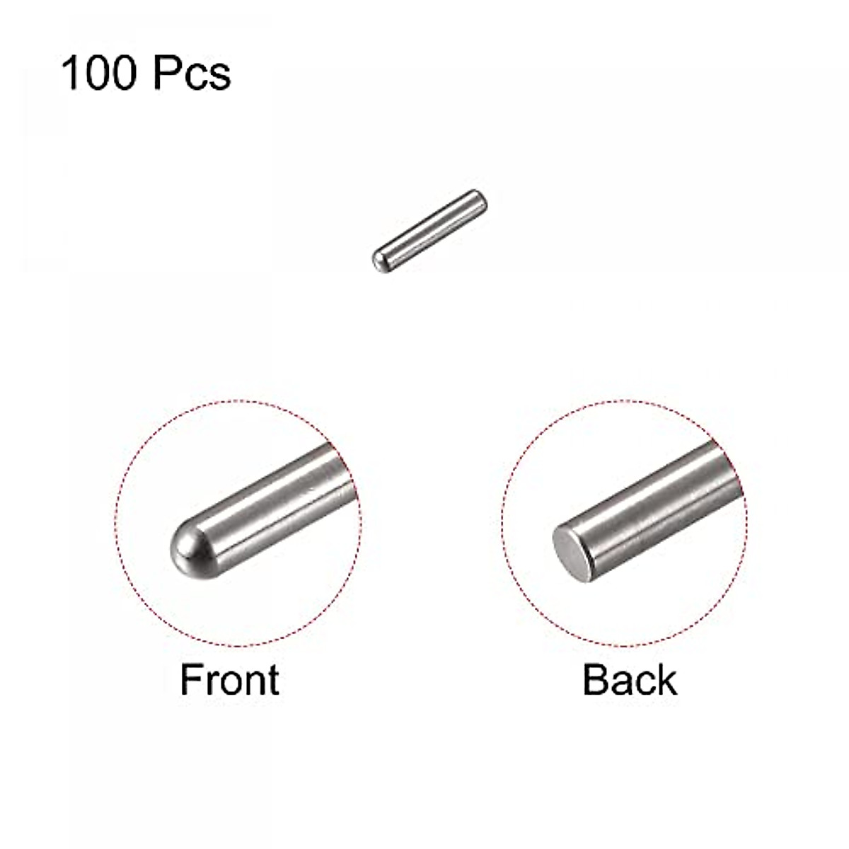 uxcell 0.6x6mm Dowel Pins, 100pcs 304 Stainless Steel Round Head Flat Chamfered End Dowel Pin Bunk Bed Pins Shelf Pegs Support Shelves Fasten Elements