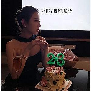 2.75in Green Number 4 Birthday Candles, Glitter Green Happy Birthday Cake Cupcake Toppers Decoration and Celebrating for Adults/Kids Party Baking (Green 2.75in Number 4)