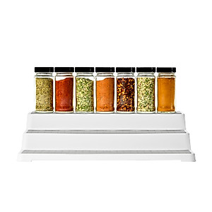 madesmart Shelf Organizer - White | CABINET COLLECTION | 3-Tier Cabinet, Pantry, or Countertop Organizer | Soft-grip Lining and Non-slip Fee | BPA-Free