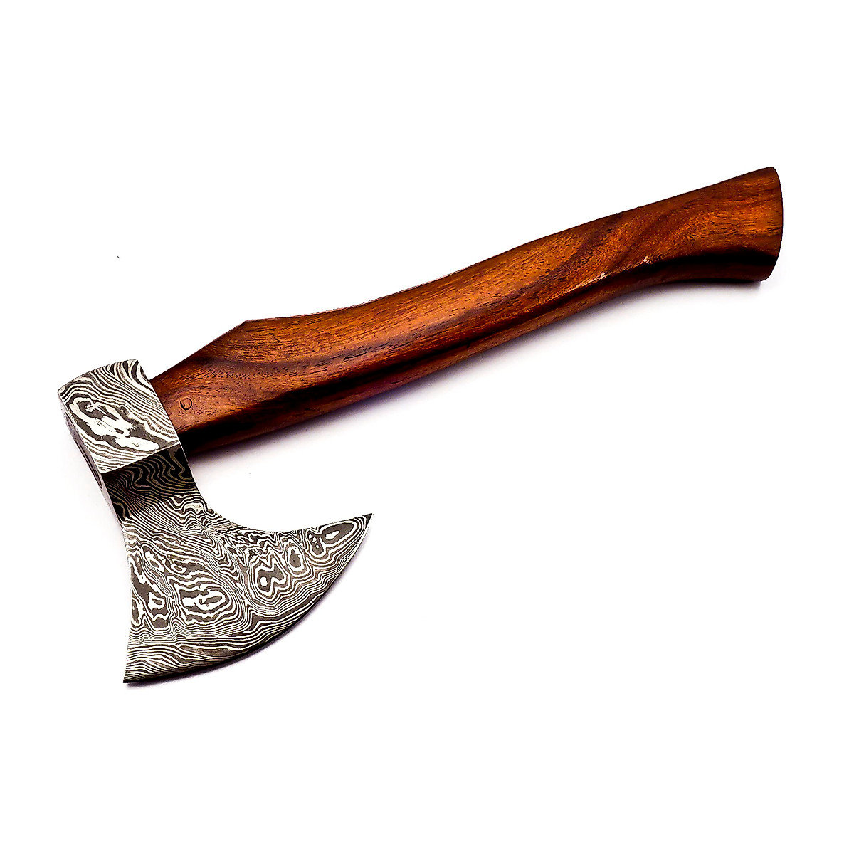 Skokie Knives Custom Damascus Steel Axes Hatchet Head Rose Wood Handle -Handmade Premium Quality Edge Fixed Blade – For Multipurpose–Ideal for Survival Hunting Camping Hiking Outdoor Every Day Carry