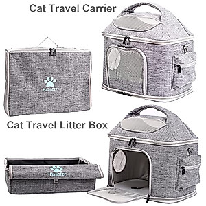 Portable Cat Travel Litter Box with Lid, Collapsible Car Cat Litter Box Waterproof and Easy to Clean