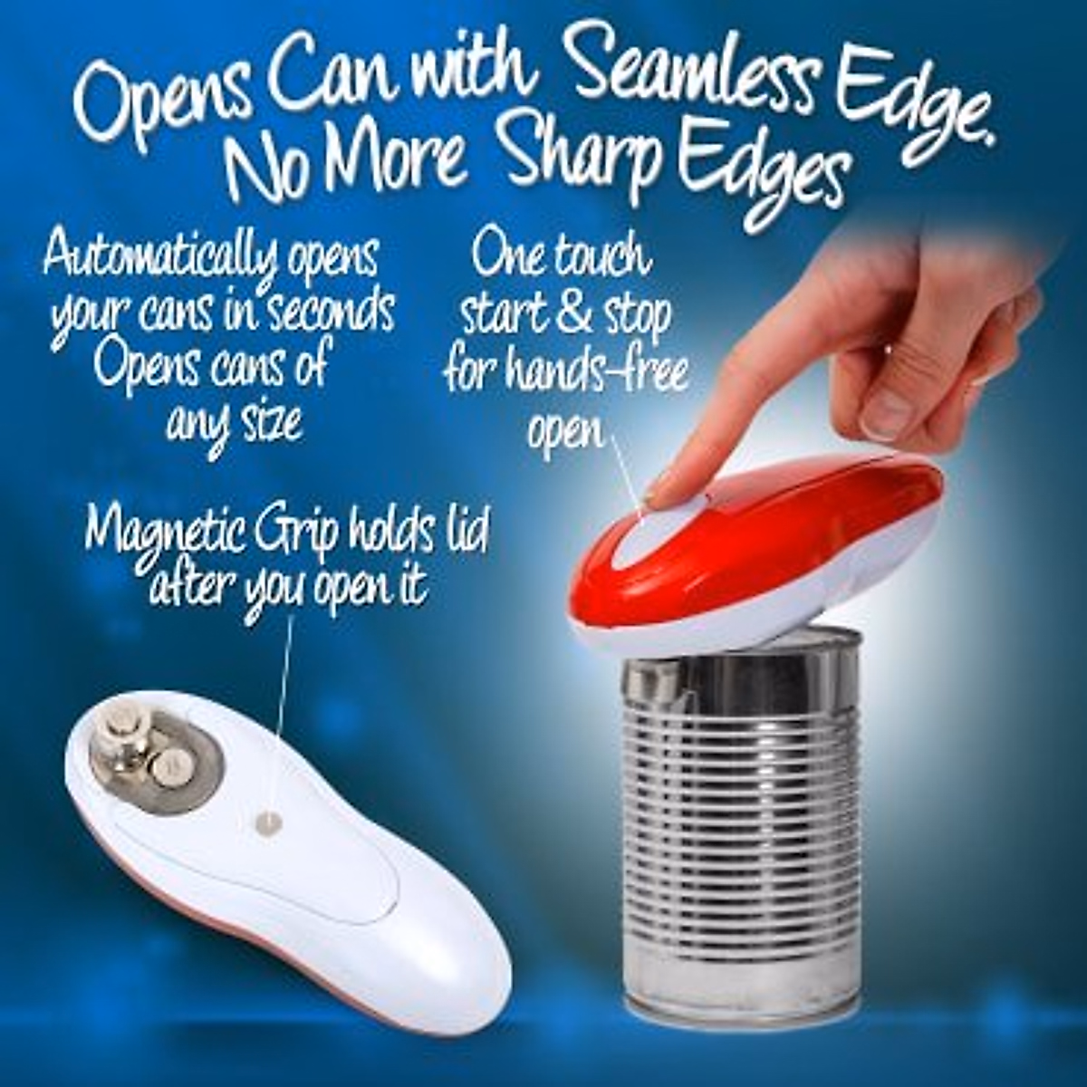 Can Opener Electric Can Opener Smooth Soft Edge One Touch Can Opener Start Automatic Hands Free Can Opener 4-AA Batteries Best Kitchen Gadget Good for Seniors with Arthritis Red