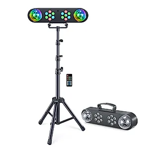 DJ Lights with Stand, Telbum Party Bar Light Set, Mobile Stage Lighting System Sound Activated LED Par Lights, for Move Band Disco Wedding Halloween Christmas (RGB)