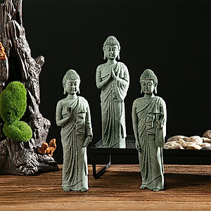 CrazySavage Mini Buda Meditating Buddah Statue-Natural Sandstone Stone -Handmade for Zen Garden Fish Aquarium Tank Yoga Bonsai Micro Landscape Spiritual Fengshui Praying Shui Chakra Decor (Fearless)