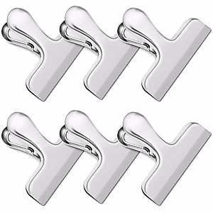 6 Pack Silver Bag Clips for Food Packages, Chip Clips Bag Clips Food Clips, Stainless Steel Heavy Duty Bag Clips for Food, Office Kitchen Home Usage Storage