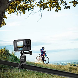 HSU Aluminum Bike Bicycle Handlebar Mount for Gopro Hero 11/10/9/8/7/6/5/4 Session AKASO Campark and Other Action Cameras, 360 Degrees Rotary Mountain Bike Rack Mount (Black)