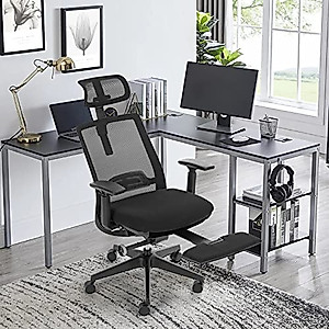 Home Office Desk Chair Ergonomic High Back Office Chair Mesh Office Chair Reclining Computer Chair Swivel Rolling Task Chair with Wheets, Coat Hanger and Adjustable Headrest Armrest, Black