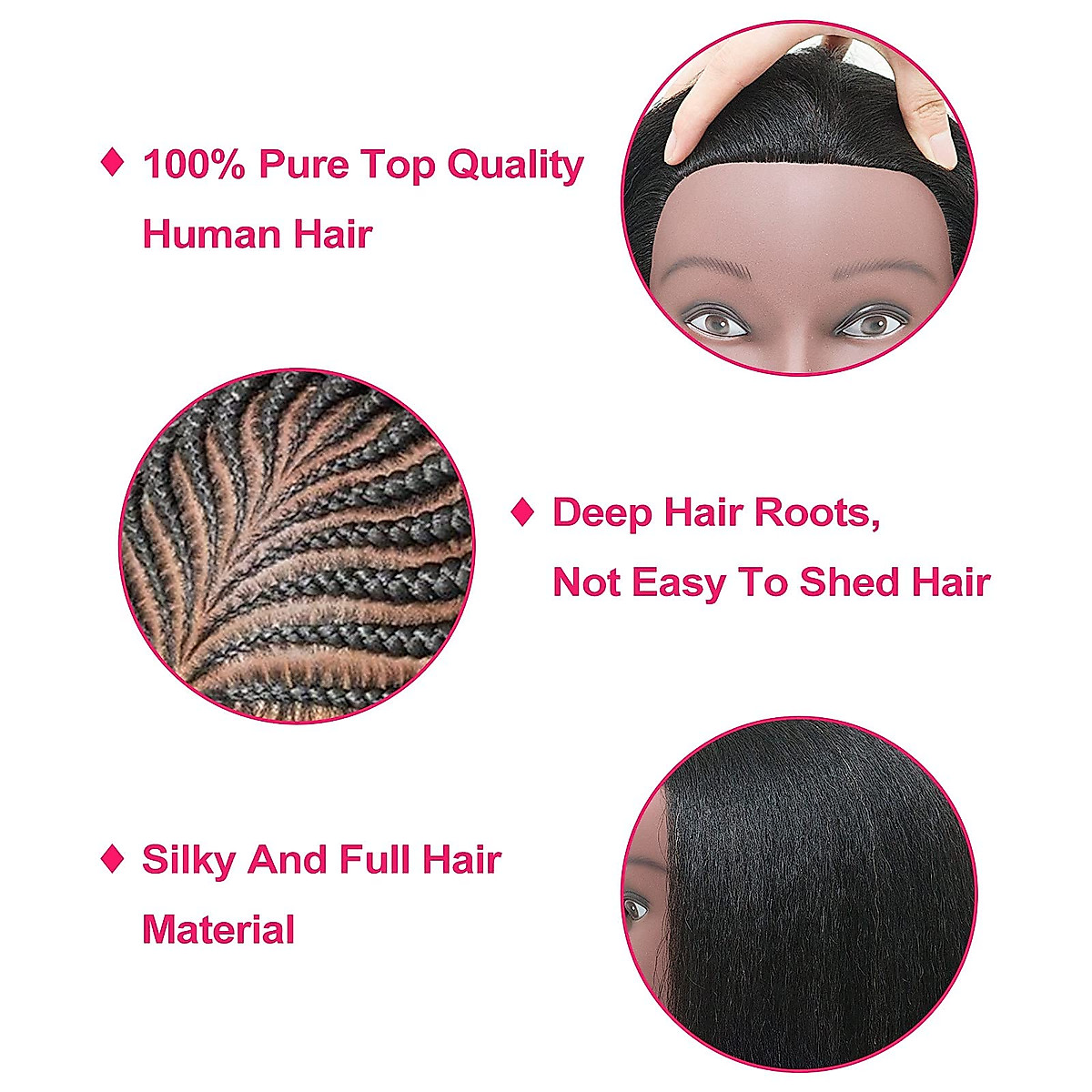 Mannequin Head 50% Human Hair Hairdresser Cosmetology Mannequin Manikin Training Head Hair and Free Clamp Holder (zhifa-2)