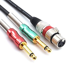 SiYear- 3.3FT XLR Female 3Pin to 6.35mm 1/4 inch Mono Male Audio Y Splitter Cable, Dual 6.35mm 1/4" Male to XLR Female Stereo Microphone Audio Converter Adapter Cable(1m)
