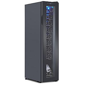 CuisinAid 1.84 Cu.Ft Wine Cooler Refrigerator, 18 Bottle Capacity Mini Wine Fridge With Adjustable Shelves, 40~64°F Digital Temperature Display, Wine Cellars With Led Light For Home, Office, Bar