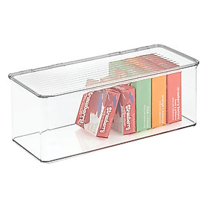 iDesign Recycled Plastic Stackable Pantry Storage Bin with Lid – Clear