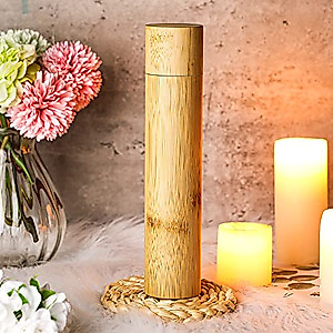 Yalikop 8Pcs(4pc mini urns & 4pc black drawstring bags)Bamboo Scattering Cremation Small Urns for Ashes Funeral Urn Tube Mini Keepsake Human Caskets Spreading & Black Drawstring Bag PET Ashes,9x2Inch