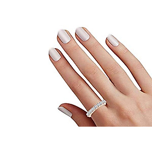 AFFY 1 1/5 Carat Round Shape White Natural Diamond Engagement Wedding Band Ring in 14k Solid Rose Gold (1.20 Cttw) Ring Size-5