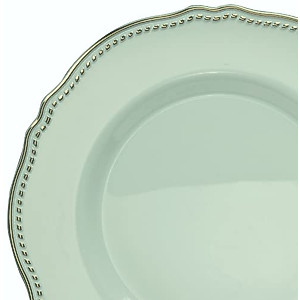 " OCCASIONS " 60 Plates Pack, Premium Heavyweight Disposable Wedding Party Plastic Trays 17.5'' x 6.5'' (Trays Rochelle Rochelle Seafoam/Mint & Gold)