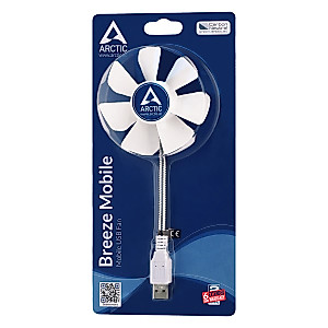 ARCTIC Breeze Mobile - Mini USB Desktop Fan with Flexible Neck, Portable Desk Fan for Home, Office, Silent USB Fan, Fan Speed: 1700 RPM - White