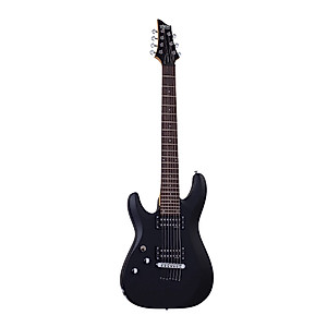 Schecter C-7 Deluxe 7-String Electric Guitar (Left Hand, Satin Black)
