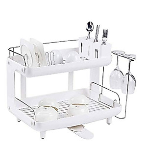 SDGH Double Dish Rack - Kitchen Sink Drain Rack Tableware Dish Rack
