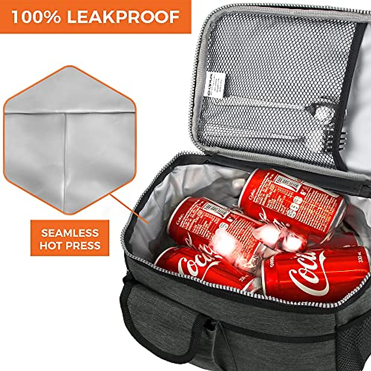 OPUX Insulated Lunch Bag for Men Women, Leakproof Thermal Lunch Box Work School, Soft Lunch Cooler Bag with Adjustable Shoulder Strap for Adult Kid Boy Girl, Reusable Lunch Pail, Dark Gray