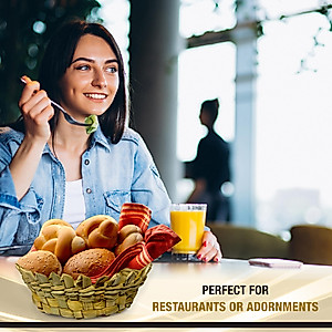 MEXILIFE Round Wicker Fruit Baskets for Kitchen Counter, Natural Handmade Storage Woven Decorative Gift Bucket. Ideal for Home, Restaurant, office 2x8 Inches (4 PACK)