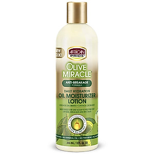 African Pride Olive Miracle Hair Moisturizing Lotion (3 Pack) enriched with olive and tea tree oil to prevent damage and seal in moisture,12oz