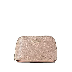 Kate Spade Joeley Tinsel Glitter Travel Dome Cosmetic Case, Rose Gold