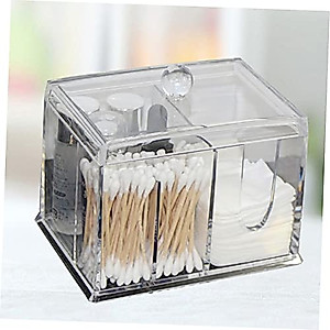 Mikinona Box Swab Holder Cotton Round Dispenser Cosmetic Pad Container Cleansing Cotton Clear Container Stand Container Cotton Swab Containers Round Cotton Pads Veils That Covers Face White