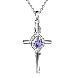 ONEFINITY Cross Necklace for Women 925 Sterling Silver Cross June Birthstone Pendant Necklace Infinity Cross Religious Jewelry Gifts for Women(June)