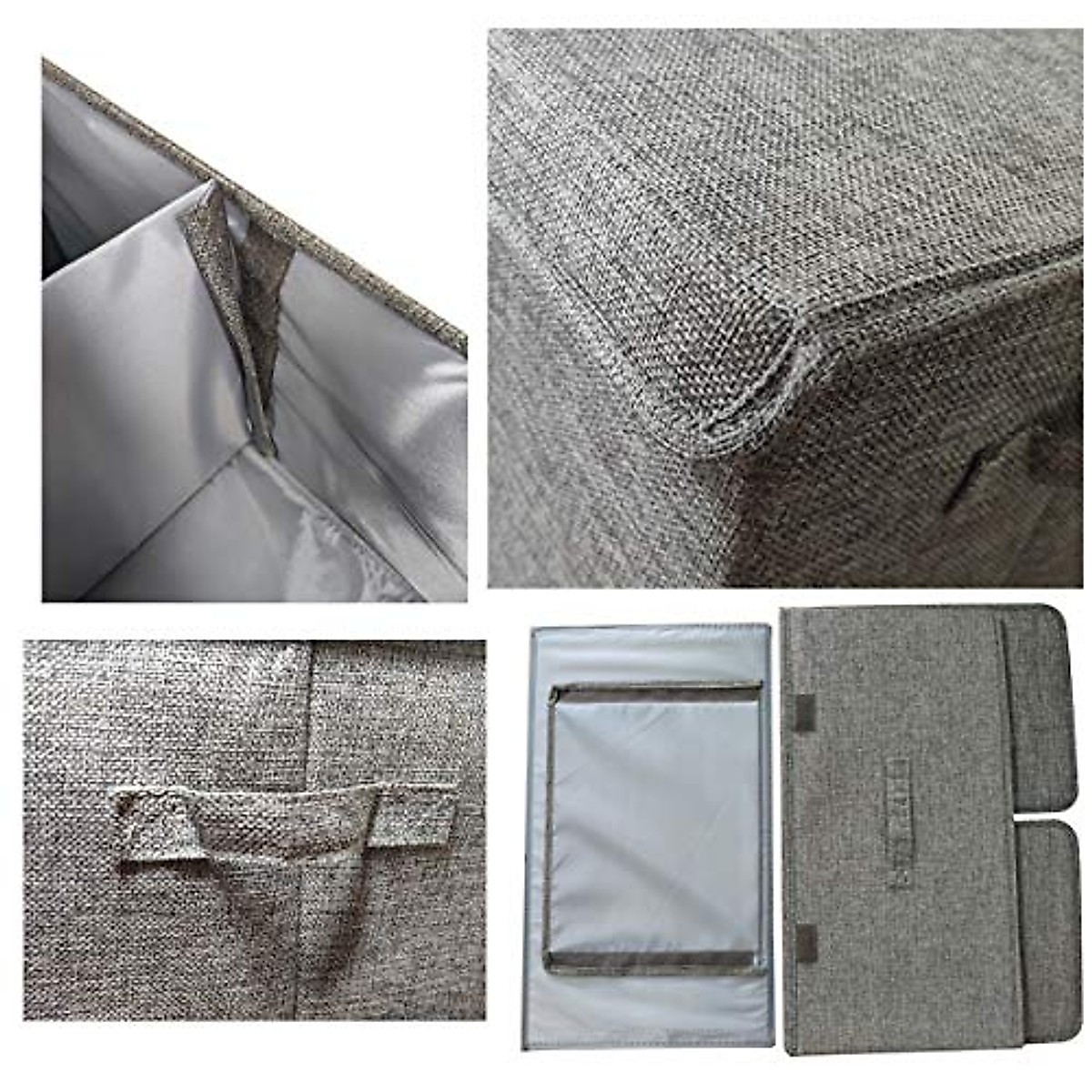BH4EVER Large Storage Cubes [2-Pack] Foldable Linen Storage Bins Organizer With Lid，Handles，Removable Divider For Home Nursery，Closet（19.6"x 11.8" x 9.8‘’,Grey)
