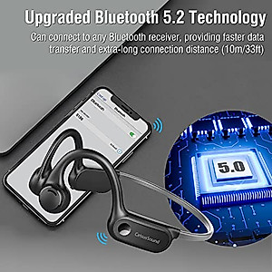 HCMOBI Bone Conduction Headphones Bluetooth 5.2 Open-Ear Sports Headphones with Mic, 8H Playtime Waterproof Wireless Headset for Running, Cycling, Driving, Workouts (Green)