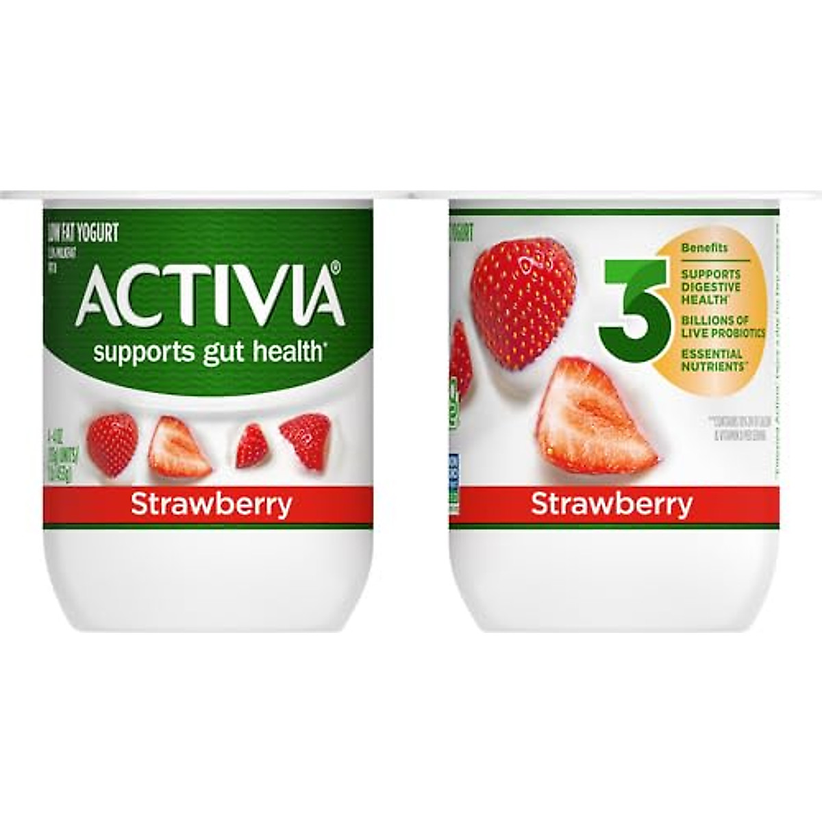 ACTIVIA Probiotic Low fat Yogurt, Strawberry, Non-GMO Project Verified, Multi Pack, 4 Oz, 4 Count