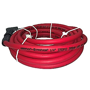 Red UBERFLEX Kink Resistant Pressure Washer Hose 1/4" x 30' 3,700 PSI with (2) 22MM