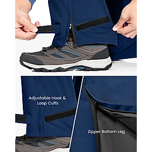 Men's Rain Pants, Waterproof Rain Over Pants Lightweight Packable Windproof Hiking Pants Outdoor Golf Work Navy