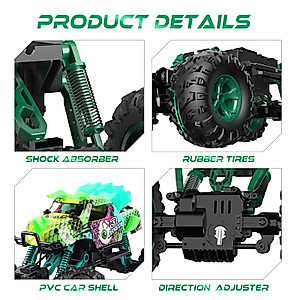 Holyton Remote Control Cars, 1:12 Large Scale Dinosaur Monster RC Trucks, 4WD Liftable Chassis Off Road Rock Crawler for Kids, 2 Batteries for 60+ Minutes Play, RC Car Toys Gift for Boy & Girls