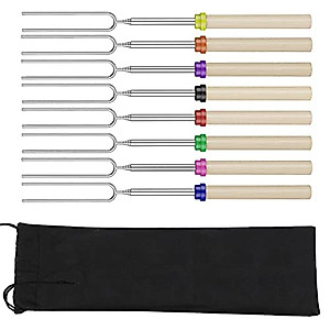 Set of 8 Marshmallow Roasting Sticks Stainless Steel Smores Sticks For Camping Telescoping Marshmallow Sticks for Campfire Roasting Sticks for Fire Pit