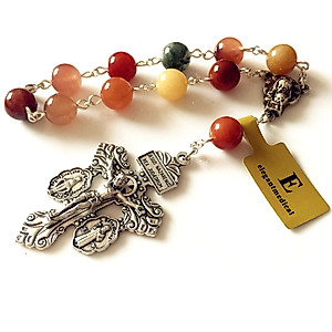 elegantmedical HANDMADE rosary Rutilated Quartz crystal bead one decade rosary bracelet cross Gift