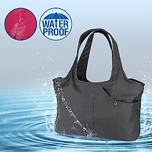 ZOOEASS Women Fashion Large Tote Shoulder Handbag Waterproof Tote Bag Multi-function Nylon Travel Shoulder(Grey)