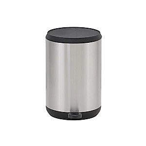 Design Trend 5 Liter Small Round Stainless Steel Step Trash Can with Soft Close Lid 1.3 Gallon, Silver