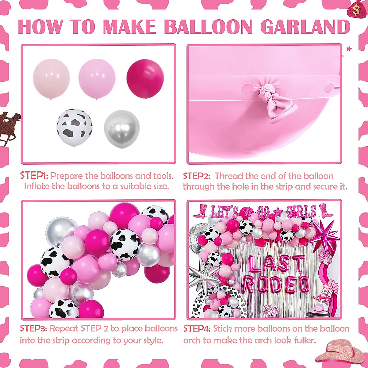 Party Inspo Last Rodeo Bachelorette Party Decorations, Cowgirl Bachelorette Party Decorations, Pink Nashville Western Lets Go Girls Bridal Shower, Fringe Curtain Balloon Banner Cake Topper