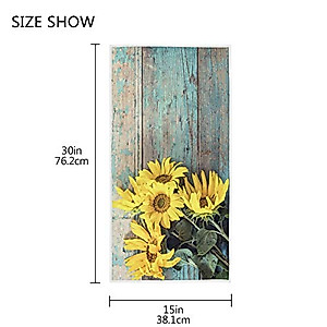 ALAZA Hand Towels Yellow Sunflowers on Old Wooden Boards Soft Face Towels Highly Absorbent 30x15 inch Fingertip Towels Kids Bath Towel Multipurpose Decor for Gym Beach Yoga Bathroom Towels
