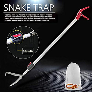 Yomyray Extendable Snake Tong Reptile Grabber Rattle Snake Catcher Wide Jaw Handling Tool with Lock and Comfortable Grip(Include Snake Bag)