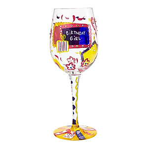 Lolita Birthday Girl Artisan Painted Wine Glass Gift