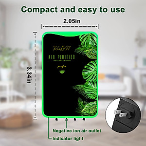 ZOCALOK Plug in Air Purifier, Ionizer Air Purifier for home, Mini Portable Silent Air Purifier, Travel Size Air Purifier with Carbon Fiber for Home, Bedroom, Kitchen, Office, Car, Smell-Black