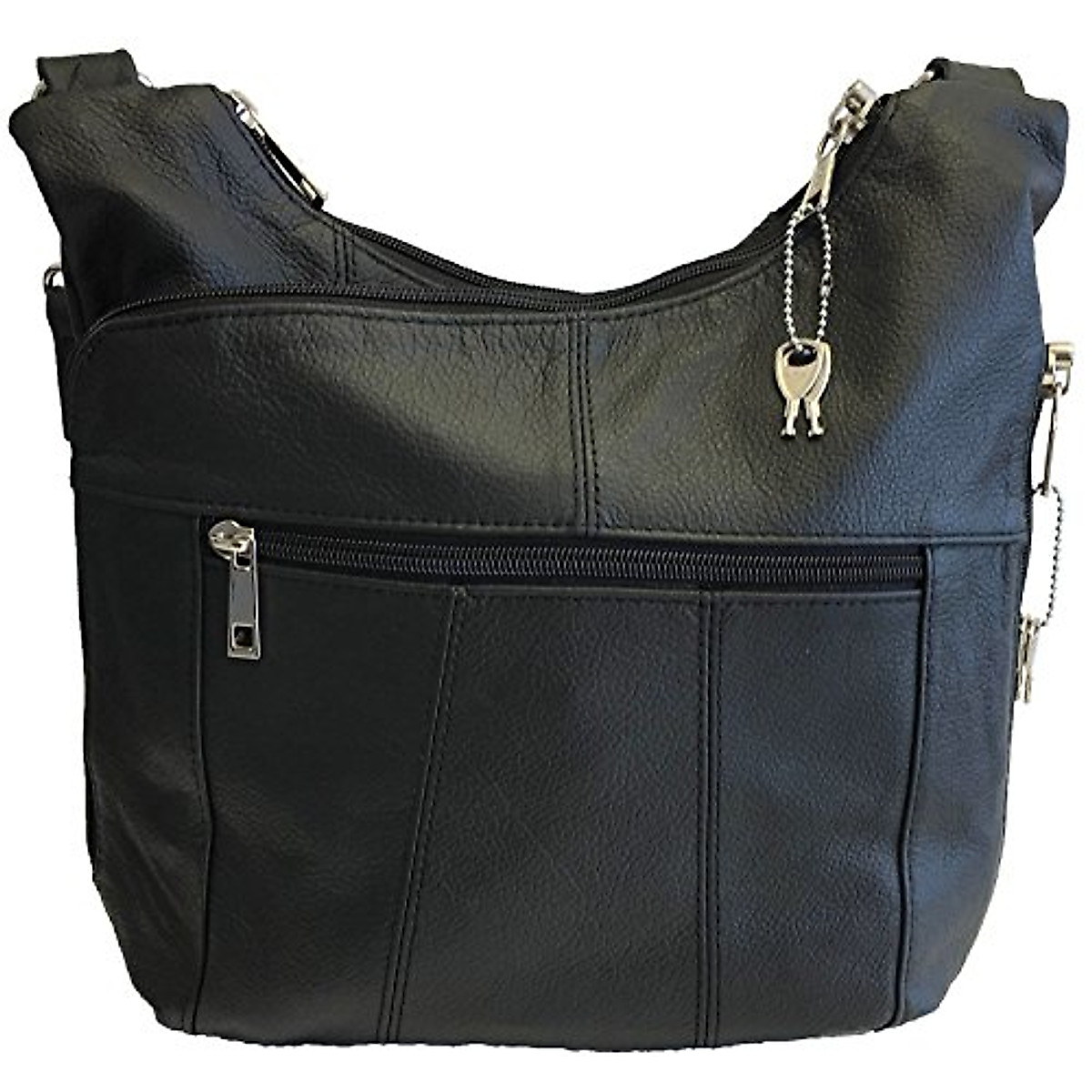 Roma Leathers Stylish Leather Locking Concealment Crossbody Purse, Black