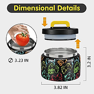 JXXM 8 Oz Thermo Food Jar for Hot & Cold Food for Kids, Insulated Lunch Containers Hot Food Jar,Leak-Proof Vacuum Stainless Steel Wide Mouth Lunch Soup thermo for School,Travel (BLACK-Game Console)