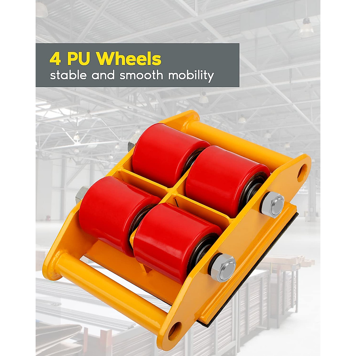 GCCSJ 6T Machinery Skate Dolly, 13200lbs Machinery Moving Skate Machinery Mover Skate with 360° Rotation Cap, Dolly Machinery Skate for Industrial Moving Equipment