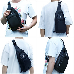 YANZHE Sling Bag, Waterproof Sling Bag for Men, Multipurpose Crossbody Bag Men for Hiking, Casual Lightweight Chest Bag for Men/Women(Matte black)