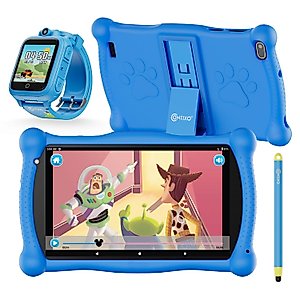 Contixo Kids Tablet, V10 7 Inch Tablet for Kids and Smart Watch Bundle, 2GB 32 GB Toddler Tablet with Bluetooth, with Smart Watch That Touch Screen, Camera, Video and Audio Recording, MP3 Player