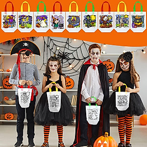 Kacctyen 45 Pcs Cute Coloring Goodie Bags Reusable Halloween Art Party Favor Bags Paint Bags for Kids Halloween Birthday Party Favor Bags Color Your Own Bag Graffiti Goodie Bags, 9 Styles