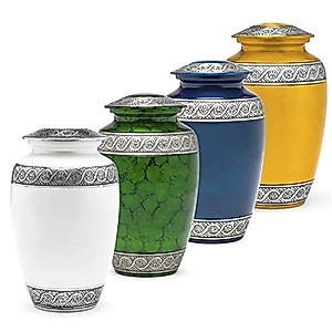 Eternal Harmony Cremation Urn for Human Ashes | Memorial Urn Carefully Handcrafted with Elegant Finishes to Honor and Remember Your Loved One | Adult Urn Large Size with Beautiful Velvet Bag (Blue)