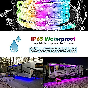 ROLiGHTiC RV Awning Lights, Camper Awning Lights for RV Motorhome Travel Trailer Canopy, RV Exterior Outdoor Lights, RGB, DC 12v (16.4FT / 5M)